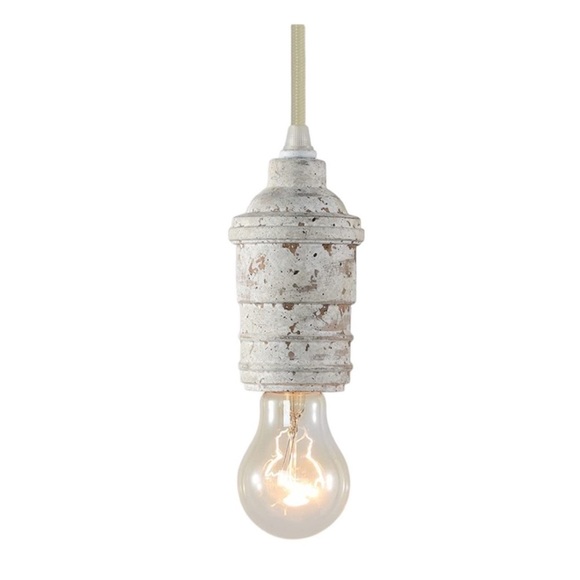 Other | Wood Plug In Pendant Light 1light Distressed White Hanging ...
